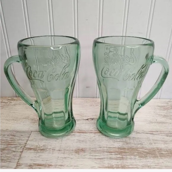 Coca Cola | Dining | Coca Cola Green Glass Mugs Set Of 4 | Poshmark